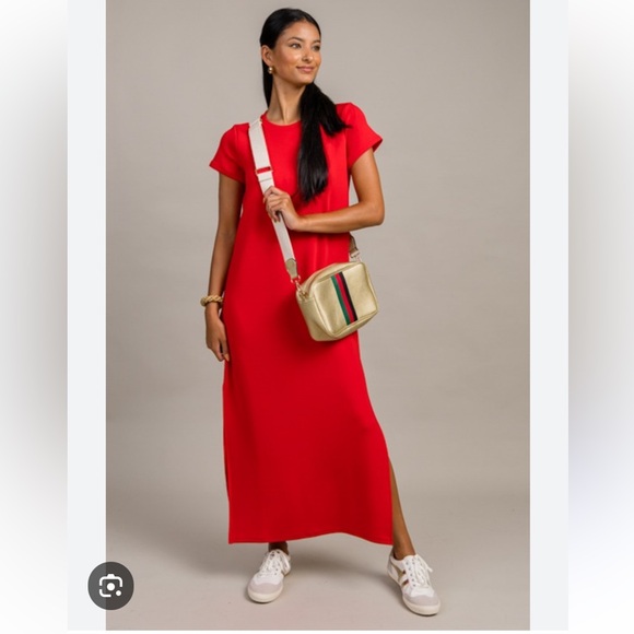 SPANX | Dresses | Spanx Air Essential Red Maxi Dress | Poshmark